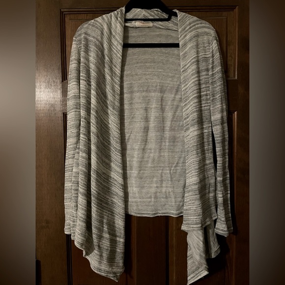 Renee C. | Sweaters | Renee C Grey White Waterfall Cardigan | Poshmark